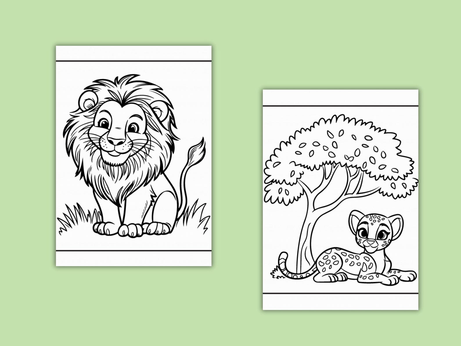 100 Cute Safari Animals Coloring Pages Bundle, Printable Kids Coloring ...