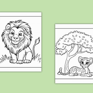 100 Cute Safari Animals Coloring Pages Bundle, Printable Kids Coloring ...