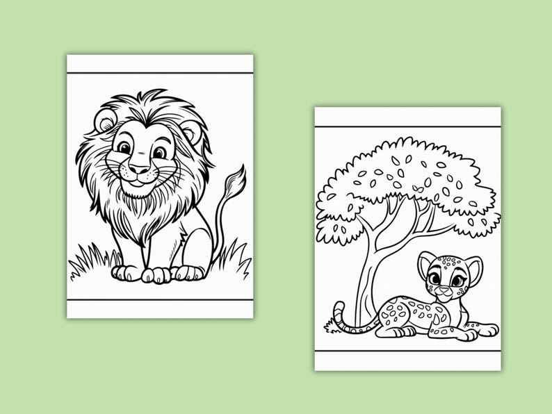 100 Cute Safari Animals Coloring Pages Bundle, Printable Kids Coloring ...