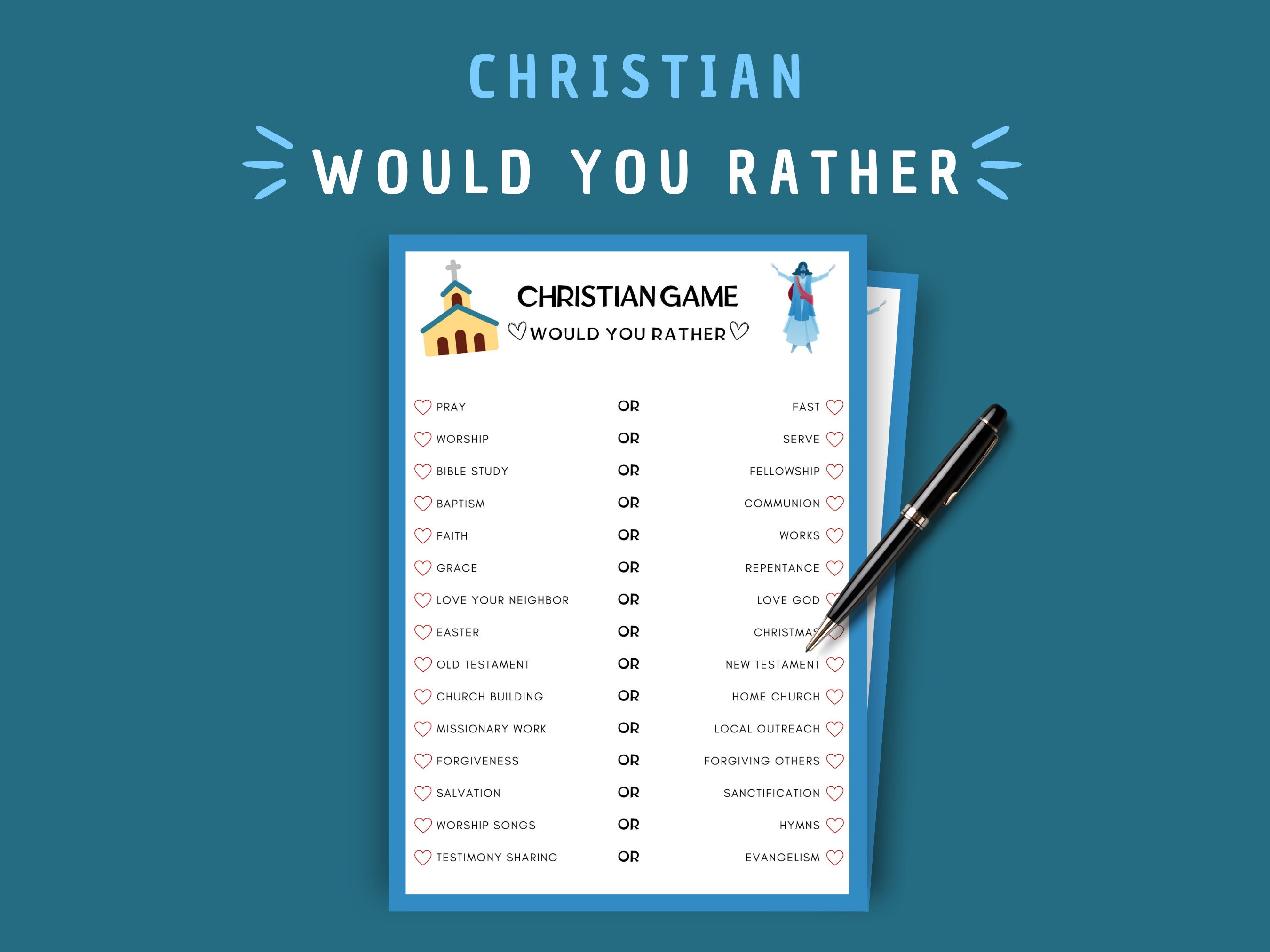 Would You Rather, Printable Christian Game Digital Download Interactive ...