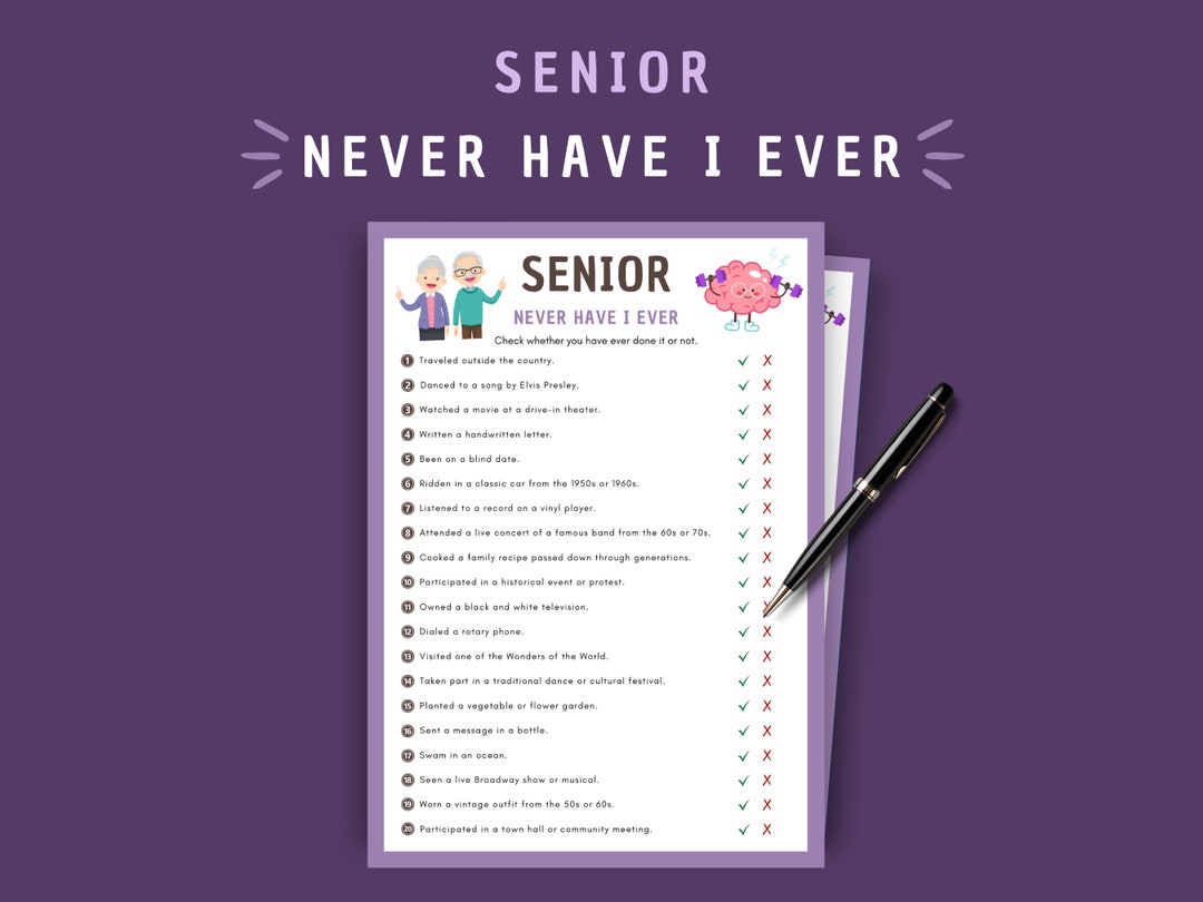 Senior Never Have I Ever Game: Printable Trivia for Grandparents ...