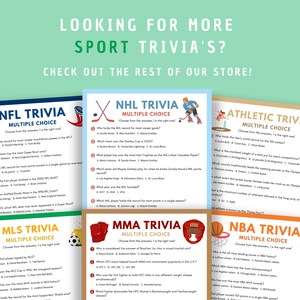 Athletic Trivia of 10 Questions Digital Download Printable Sports Quiz ...