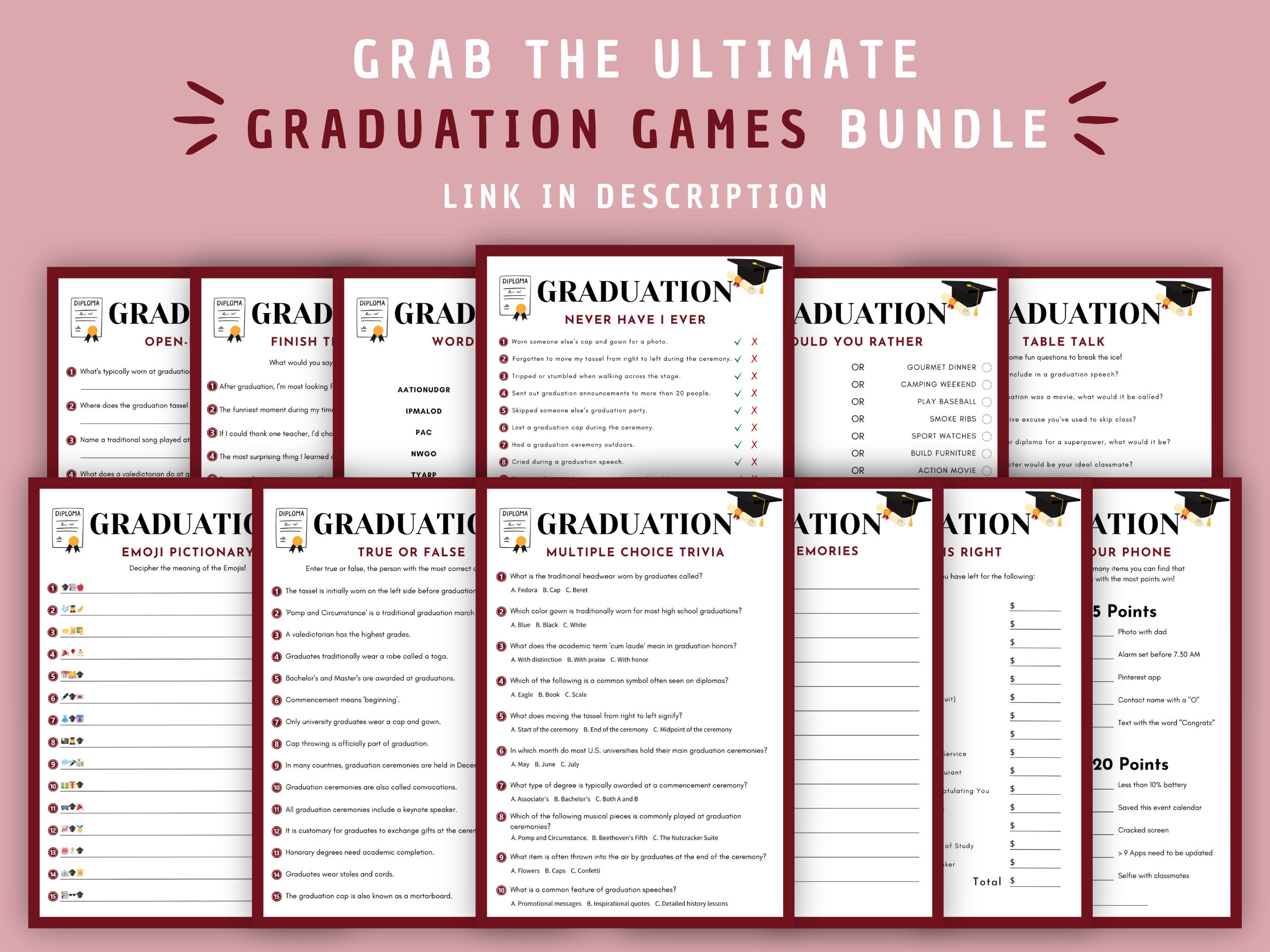 True or False Graduation Game, Instant Download, Printable Trivia ...