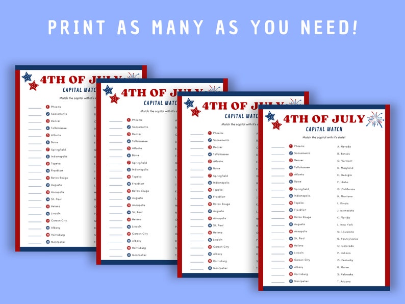 4th of July Game Bundle, Instant Download Printable Family Games ...