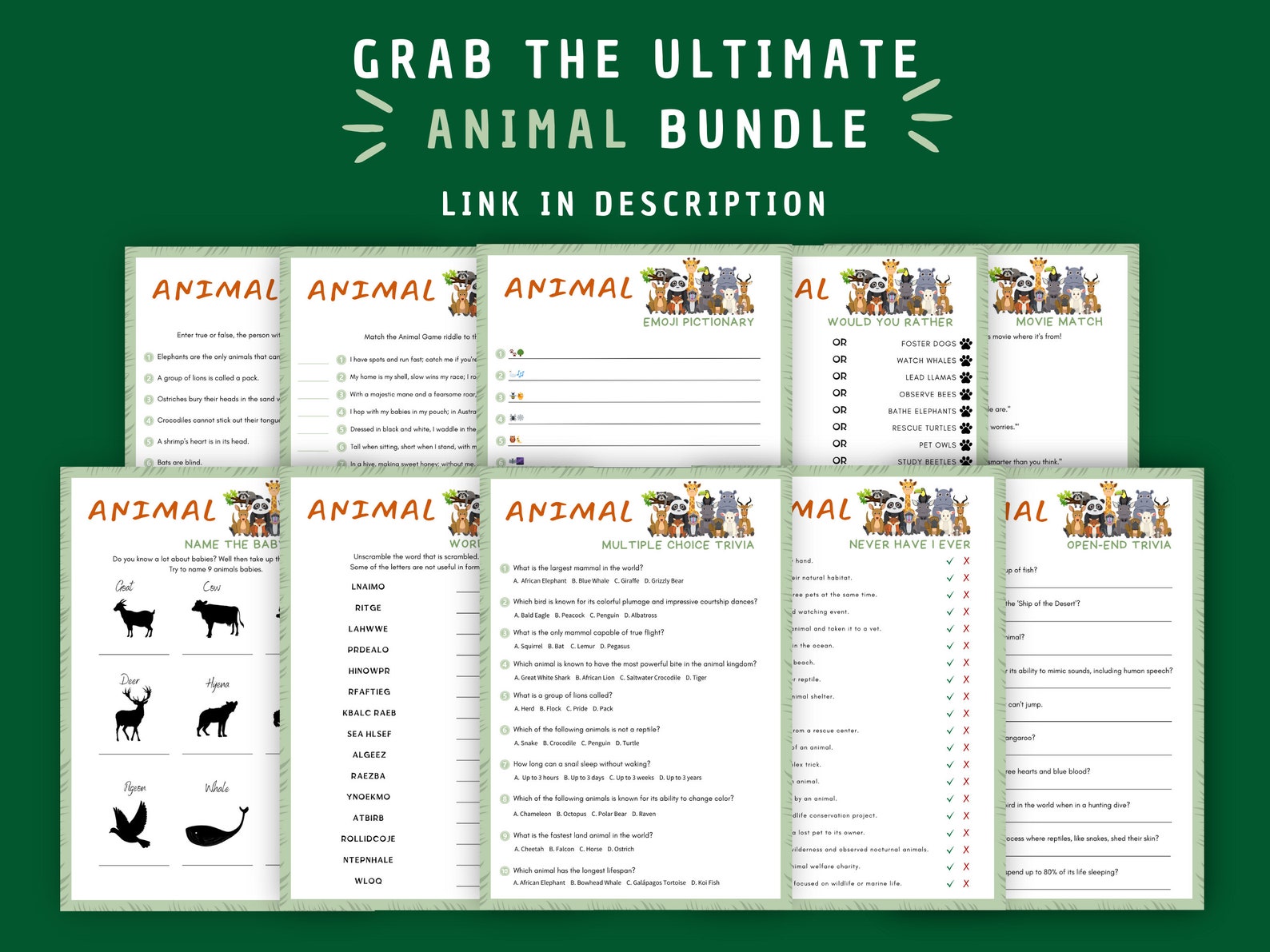 Animal Multiple Choice Trivia Game | Animal Kingdom Quiz | Family Game ...