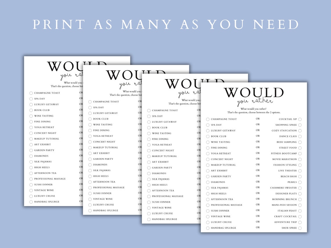 Would You Rather Icebreaker Game, Printable Party Game, Digital Party ...