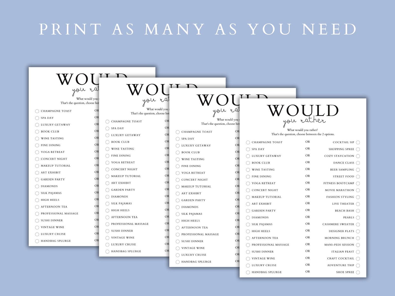 Would You Rather Icebreaker Game, Printable Party Game, Digital Party ...