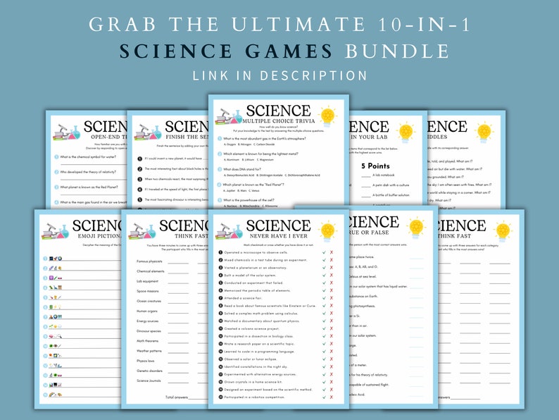 Printable Science Multiple Choice Trivia Game | Digital Download ...