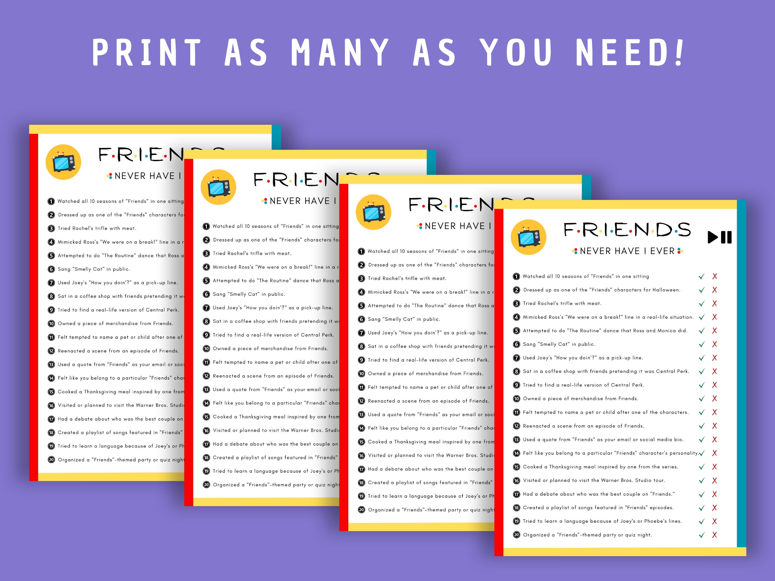 Friends Never Have I Ever Game | Instant Download Printable | Fun Party ...