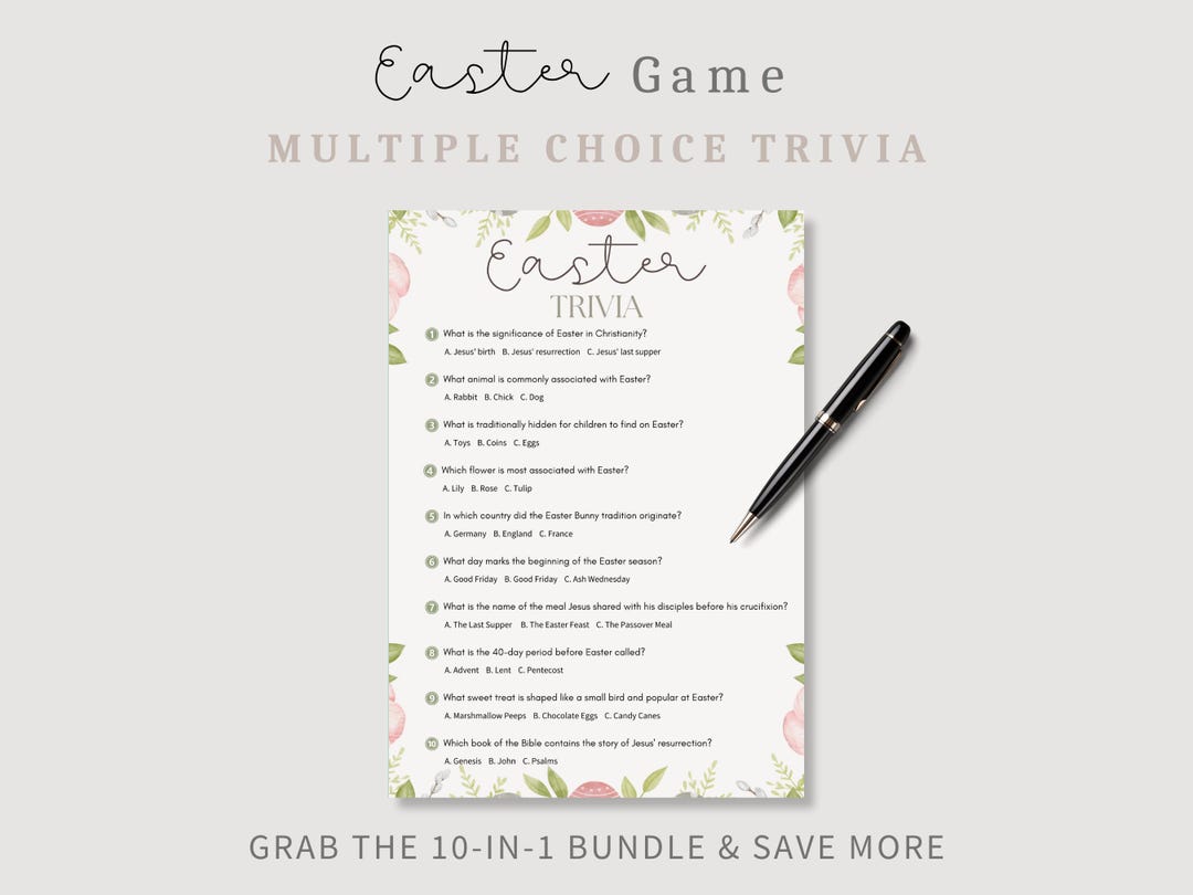 Easter Multiple Choice Trivia Game, Printable Easter Family Activity ...