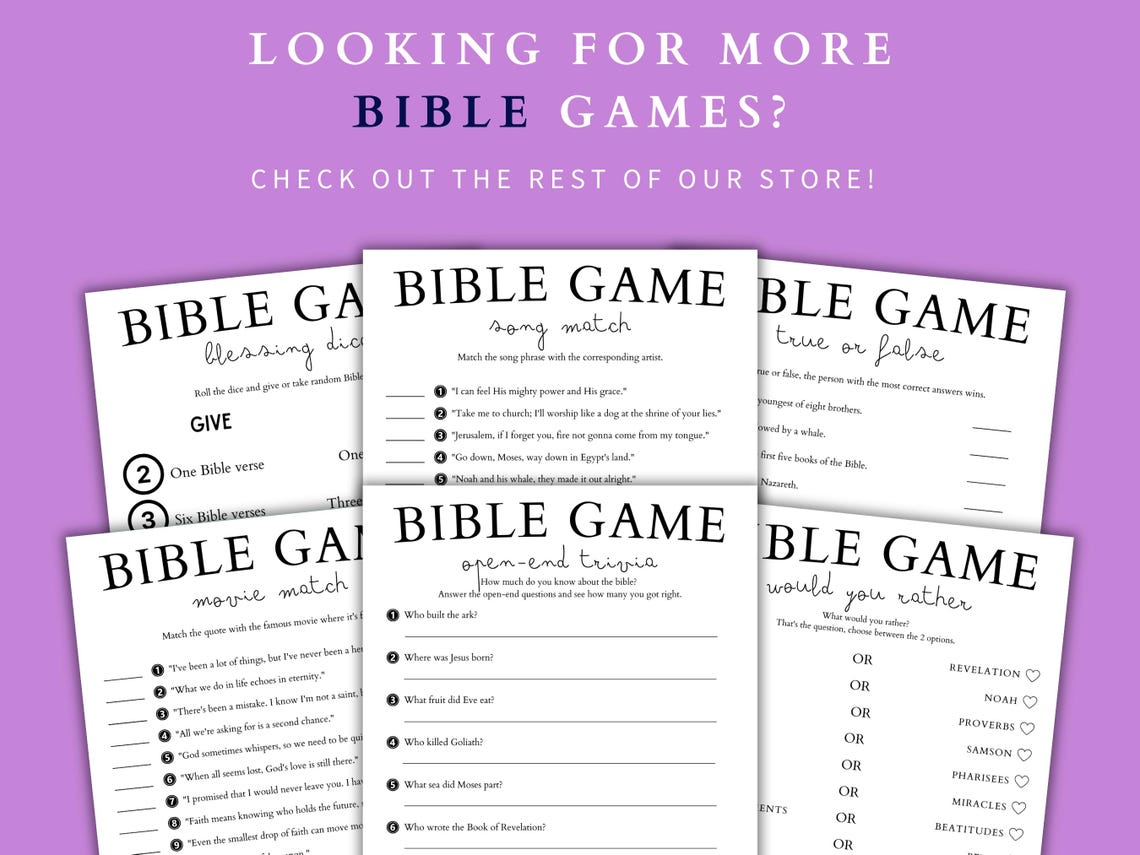 Bible Games Bundle: Christian Trivia, Study Games (printable) - Etsy