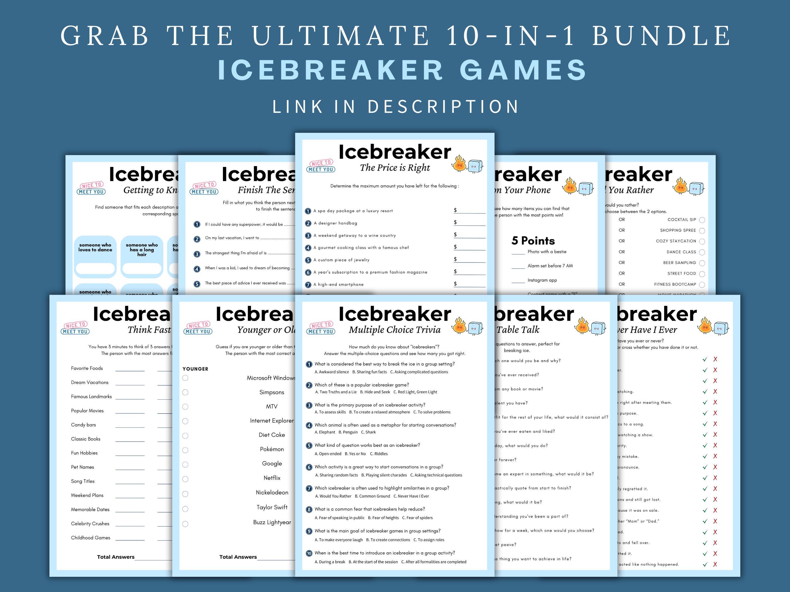 Icebreaker Table Talk Game Printable, Fun Icebreaker Conversation ...