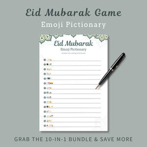 Eid Mubarak Emoji Pictionary Game: Printable Family Activity (digital ...
