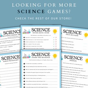 Printable Science Games Bundle: 10-in-1 Trivia, Pictionary, Riddles ...