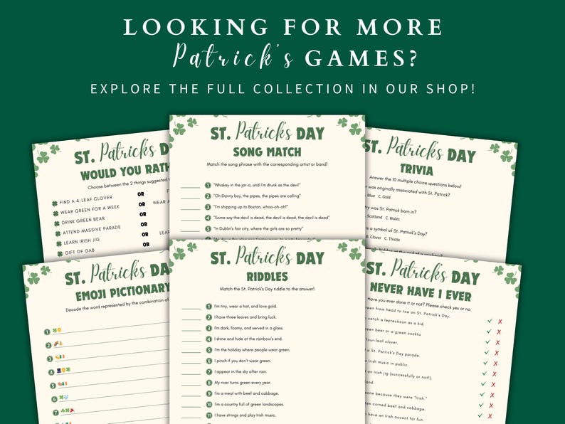 St. Patrick's Day Emoji Pictionary Game: Printable Family Trivia ...