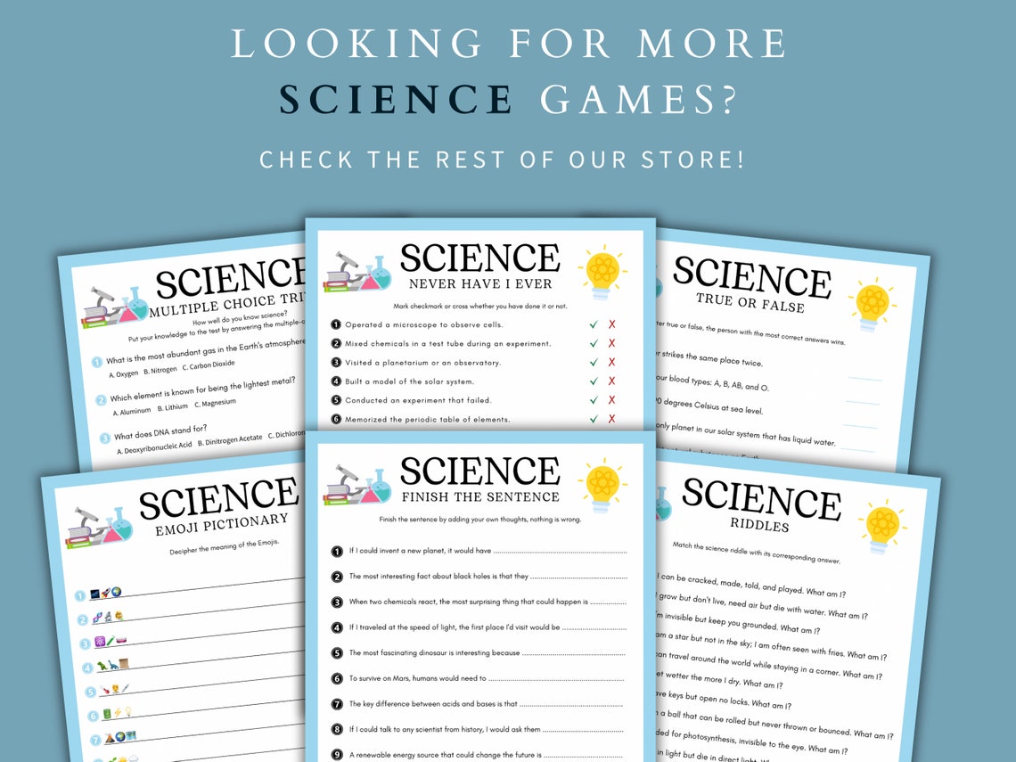 Printable Science Multiple Choice Trivia Game | Digital Download ...