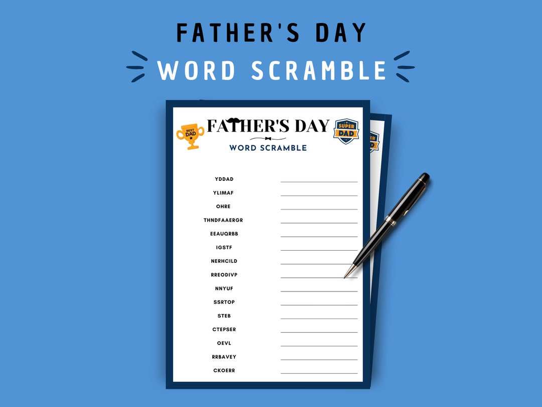 Father's Day Word Scramble Printable Game Instant Download Family Game ...