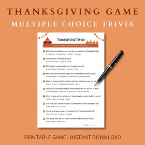 Printable Thanksgiving Trivia 2024 Multiple Choice Quiz Family ...