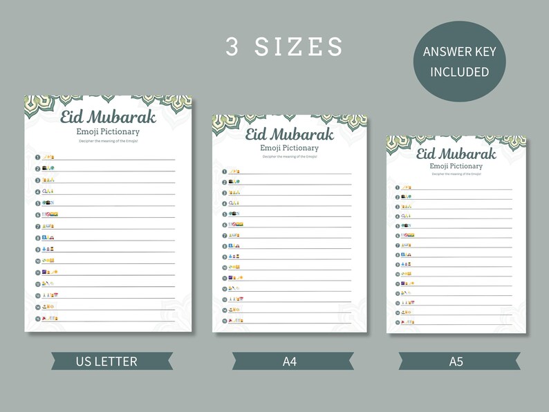 Eid Mubarak Emoji Pictionary Game: Printable Family Activity (digital ...