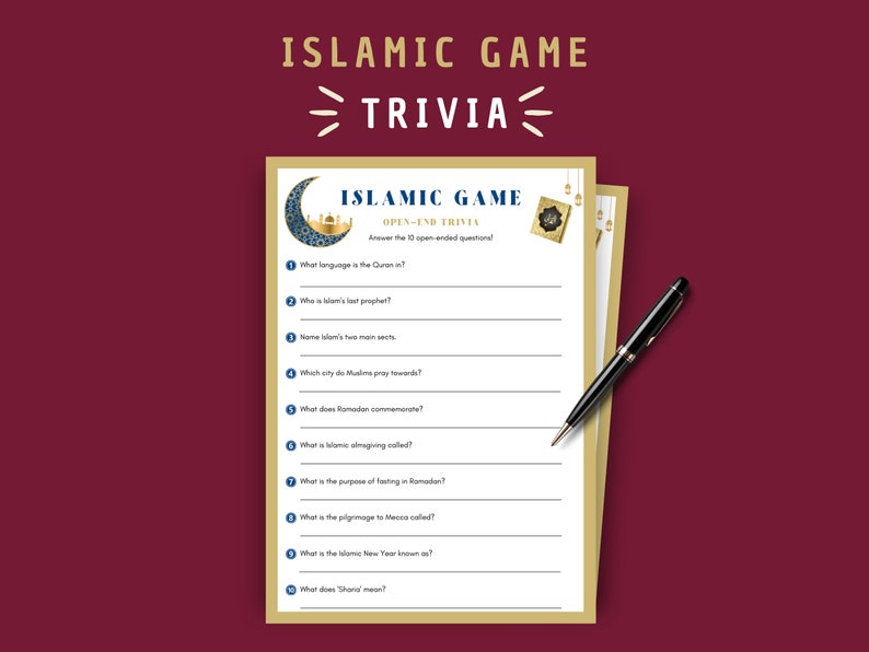 Islamic Open-ended Trivia Game Printable, Muslim Family Game Night ...