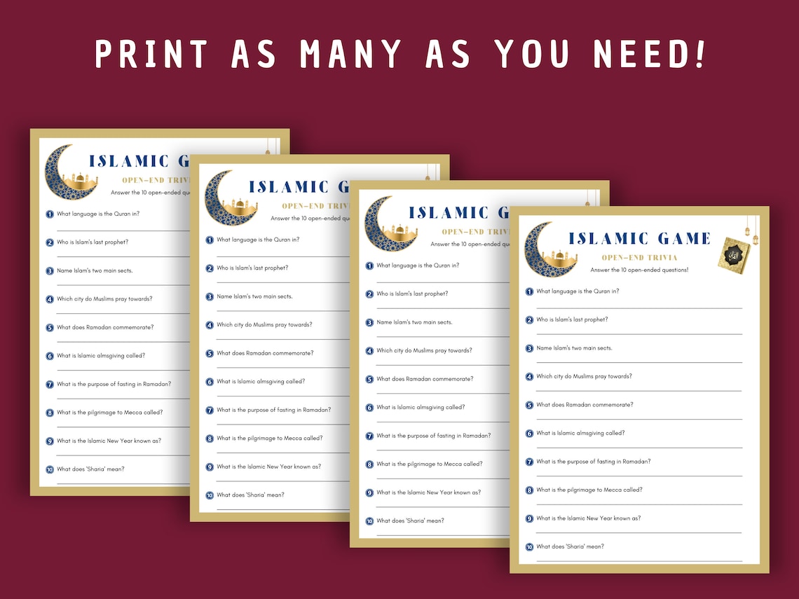 Islamic Open-ended Trivia Game Printable, Muslim Family Game Night ...