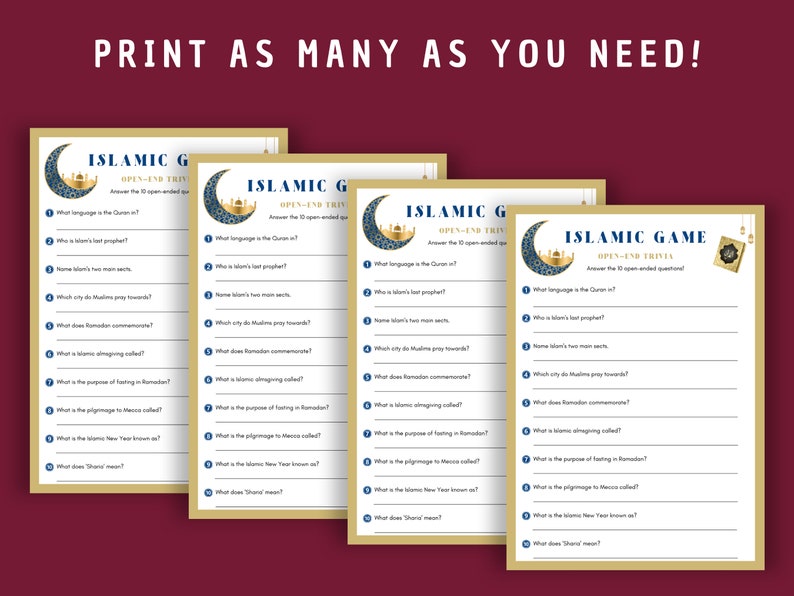 Islamic Open-ended Trivia Game Printable, Muslim Family Game Night ...