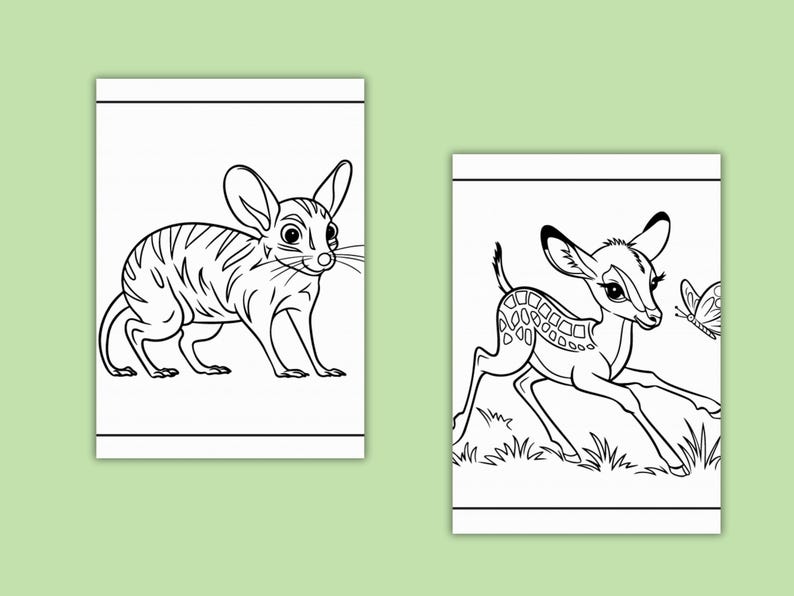 100 Cute Safari Animals Coloring Pages Bundle, Printable Kids Coloring ...
