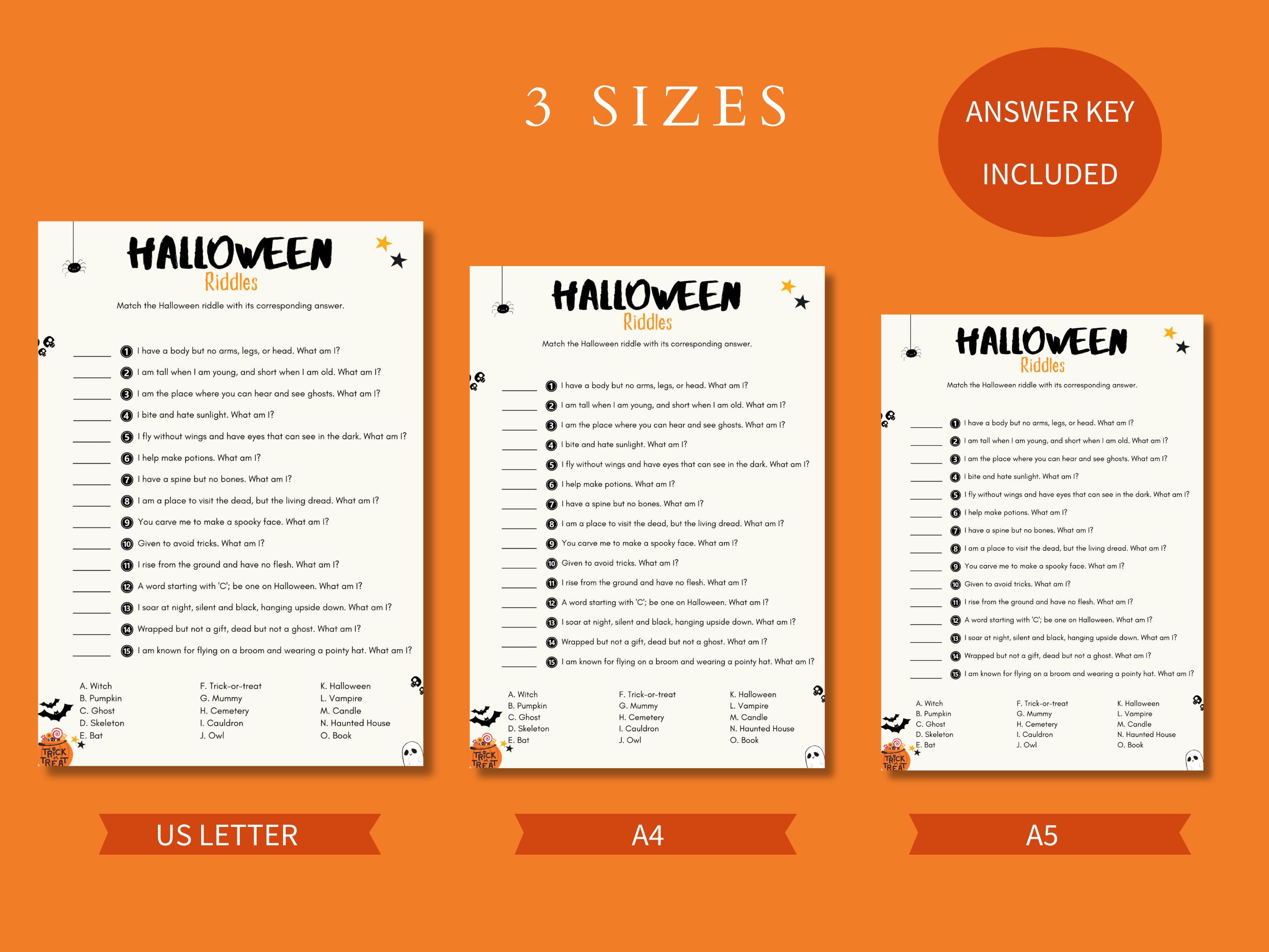 Printable Halloween Riddles Game | Fun Family Activity | Educational ...