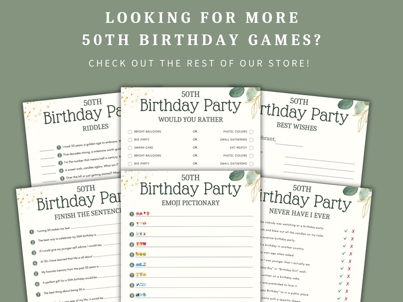 50th Birthday Think Fast Game: Printable Party Activity (digital ...