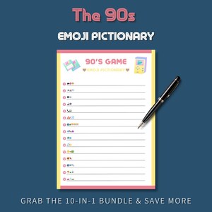 90s Emoji Pictionary Game: Printable Trivia Night (instant Download) - Etsy