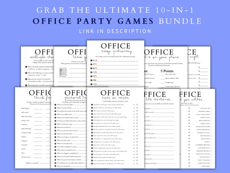 Printable Emoji Pictionary Office Party Game Fun Co-worker Trivia ...