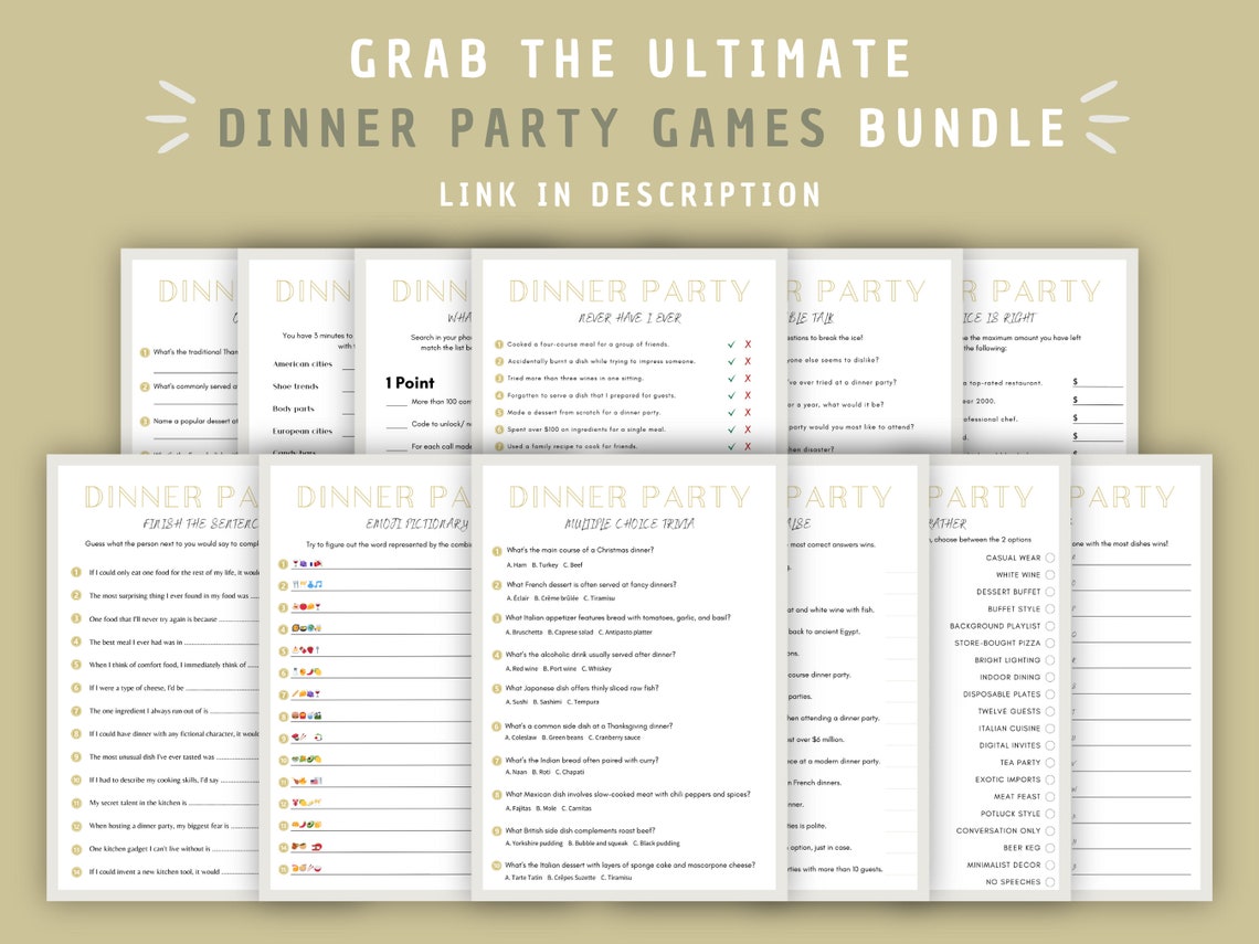 Printable Dinner Party Table Talk Game Instant Download Fun ...