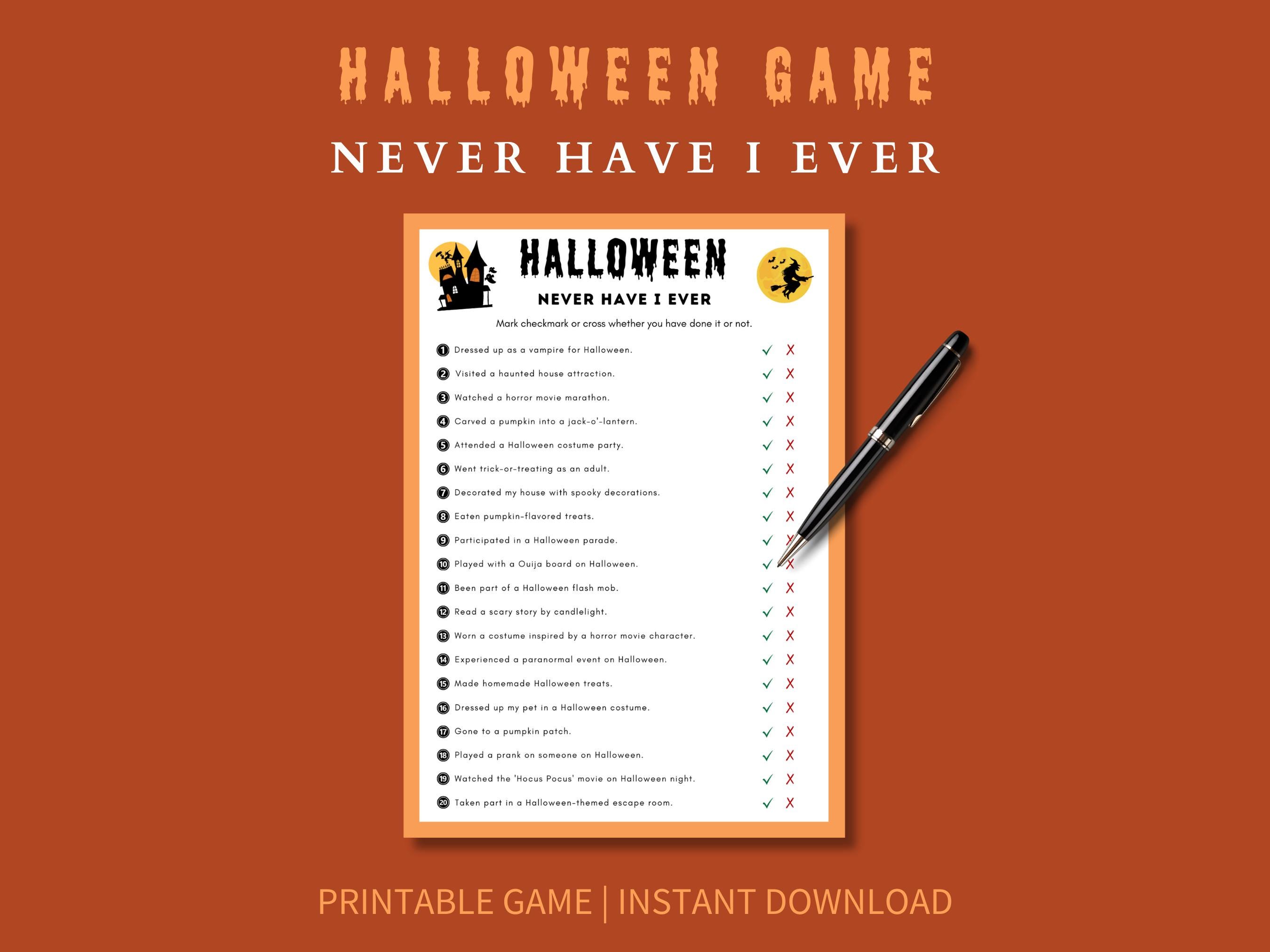 Halloween Never Have I Ever Game | Digital Download | Family Trivia ...