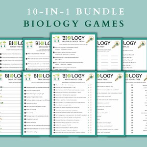 Printable Biology 10-in-1 Game Bundle Digital Download Fun Student ...