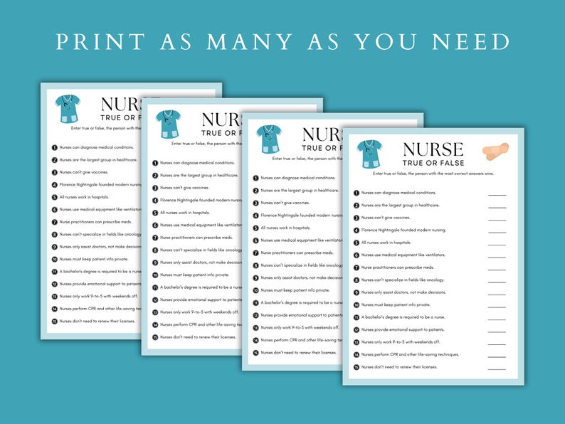 Nurse Games Bundle Printable: 15 Nursing Party Trivia & Quiz Games (PDF ...