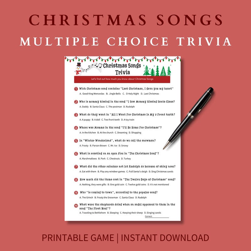 Christmas Song Game - Etsy