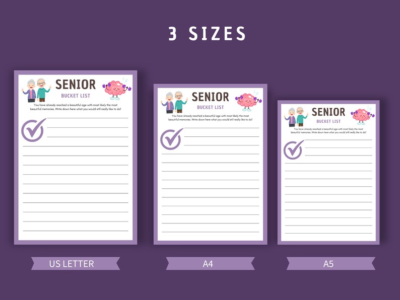 Senior Bucket List Game Instant Download Printable Senior Game for ...