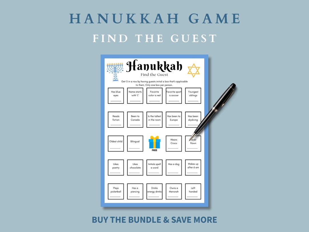 Hanukkah Find the Guest Game, Printable Hanukkah Family Game, Jewish ...