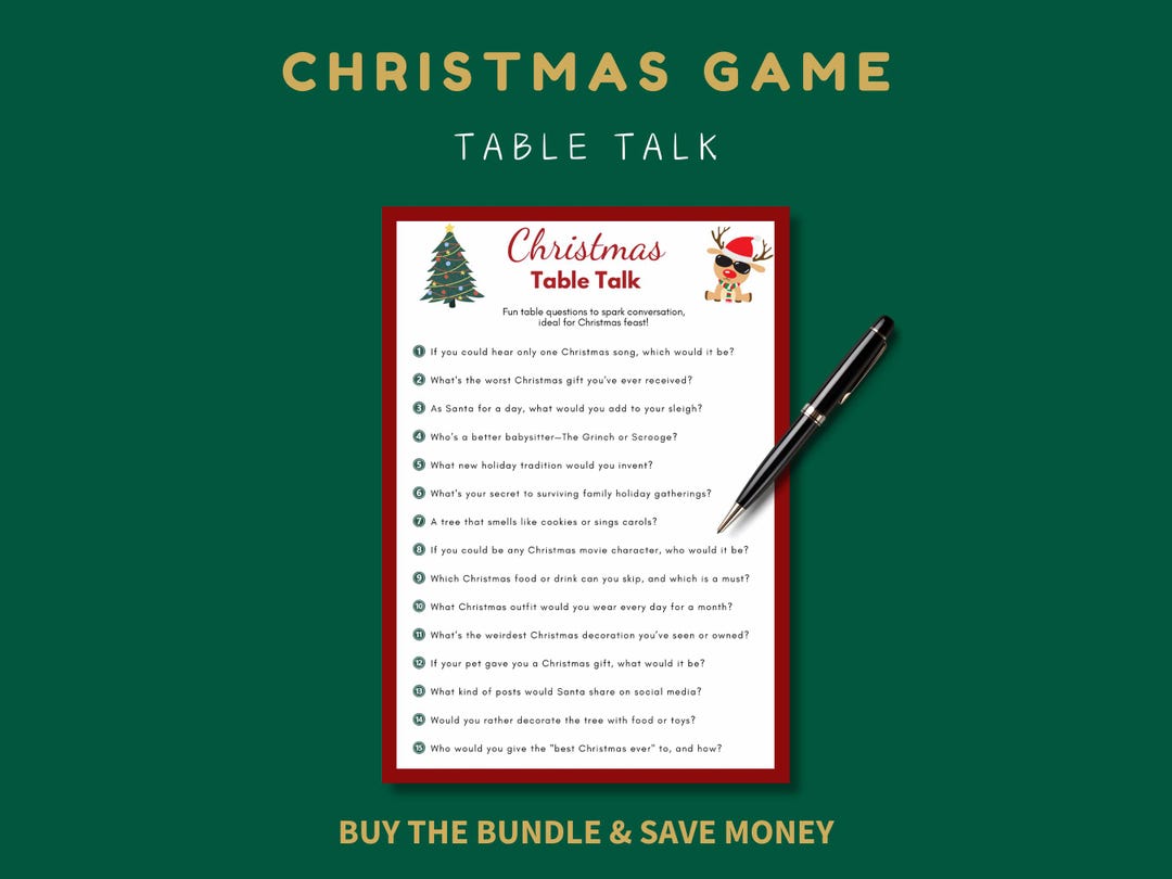 Christmas Table Talk Game, Printable Holiday Conversation Starter, Fun ...