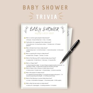 Trivia Multiple Choice Printable Baby Shower Game Instant Download Fun ...
