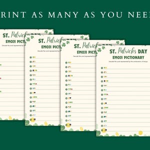 St. Patrick's Day Emoji Pictionary Game: Printable Family Trivia ...