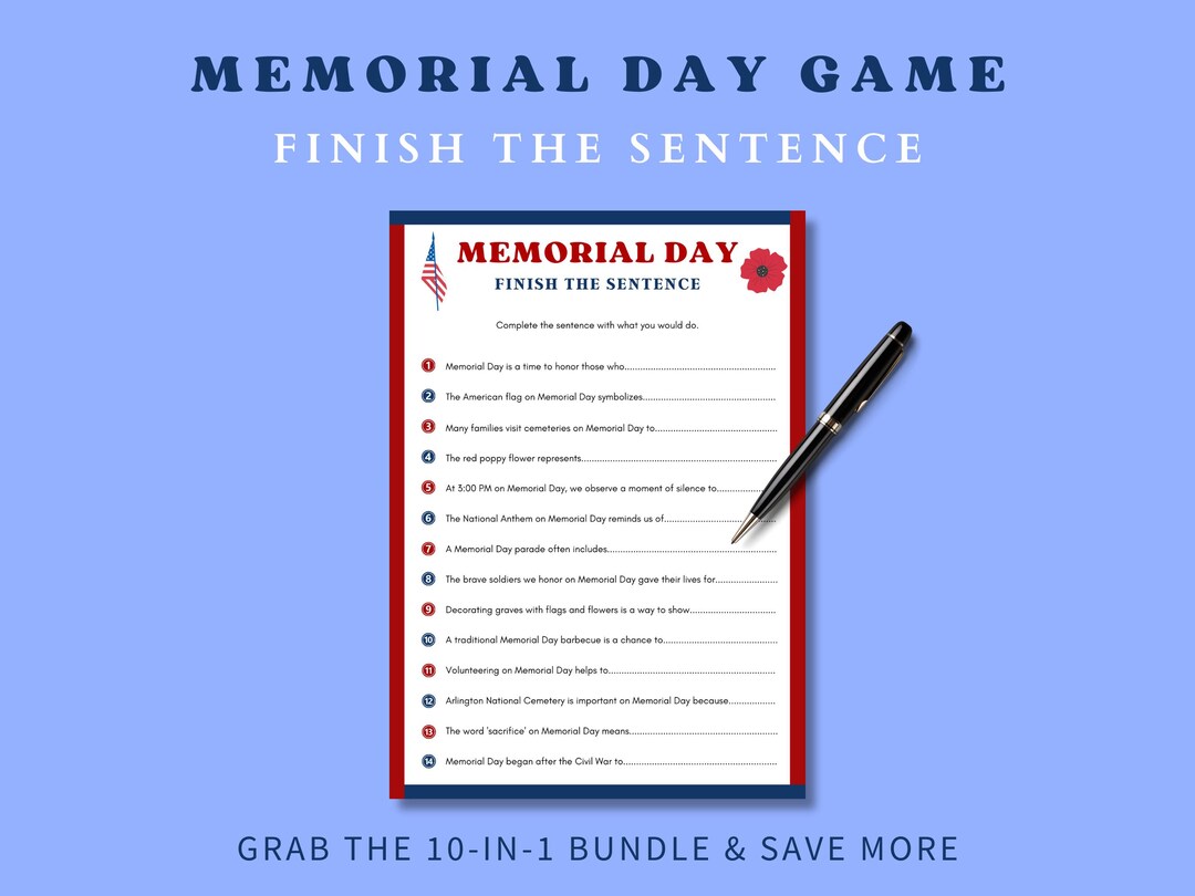 Memorial Day Printable Game, Multiple Choice Trivia Quiz for Adults and ...