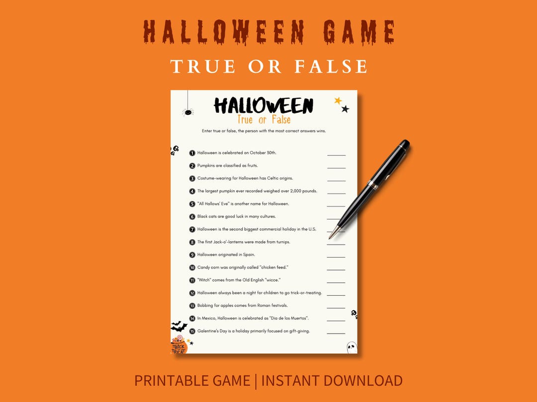 Halloween True or False Game | Family Game Night | Halloween Party Game ...