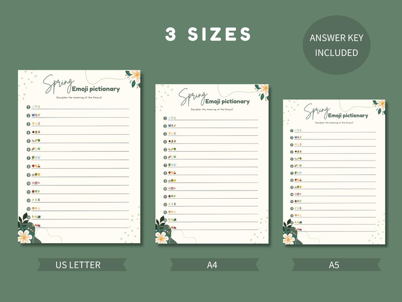 Spring Emoji Pictionary Game, Printable Spring Party Game, Fun Family ...