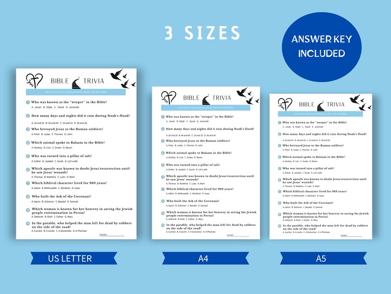 Printable Bible Trivia Game: Christian Family Activity (digital ...