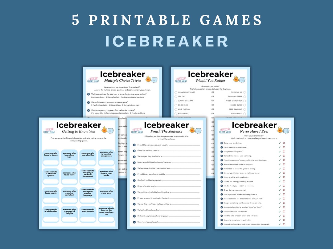 Printable Icebreaker 5 Games Bundle, Fun Office Party Games, Digital ...