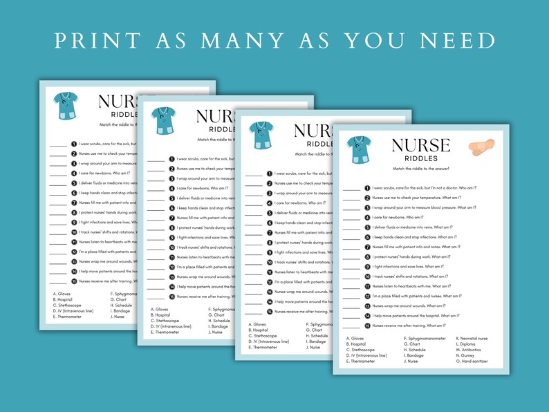 Nurse Riddles Game: Medical Trivia Quiz (printable PDF) - Etsy