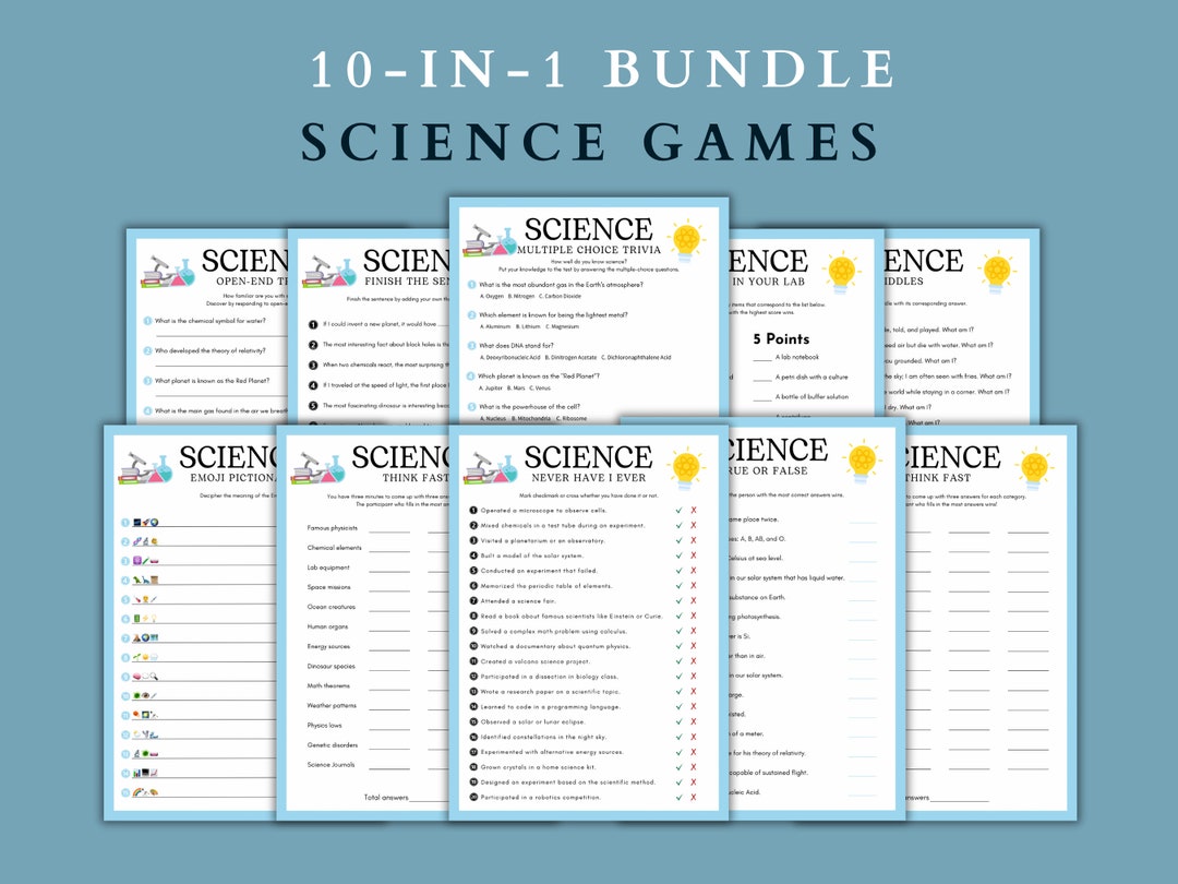 Printable Science 10-in-1 Games Bundle, Digital Download, Fun Student ...