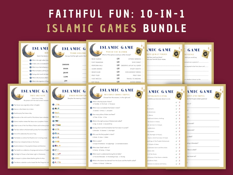 Islamic Games Bundle: Muslim Trivia, Family Game Night (digital ...