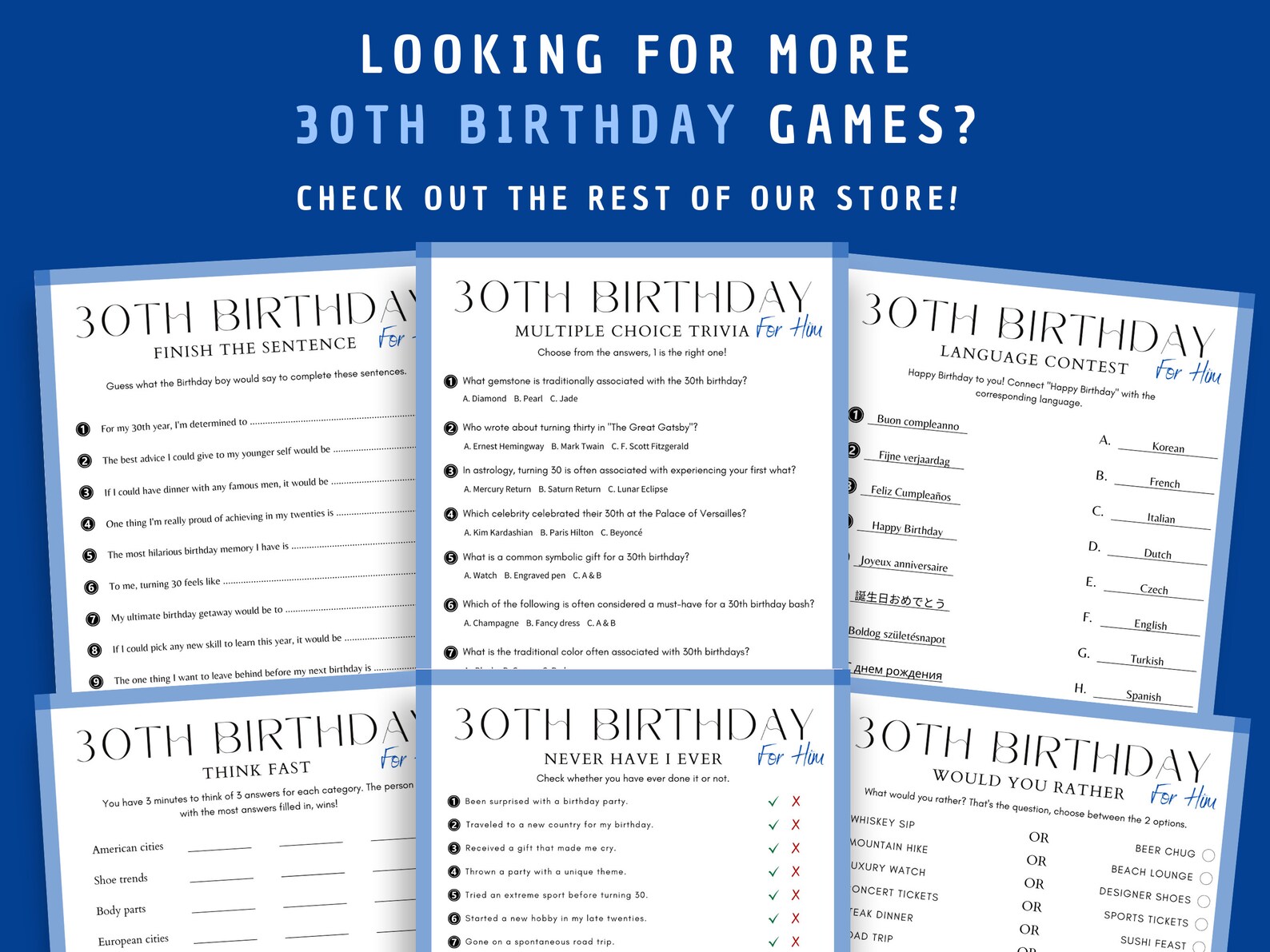 30th Birthday the Price is Right Instant Download Party Trivia Gift for ...